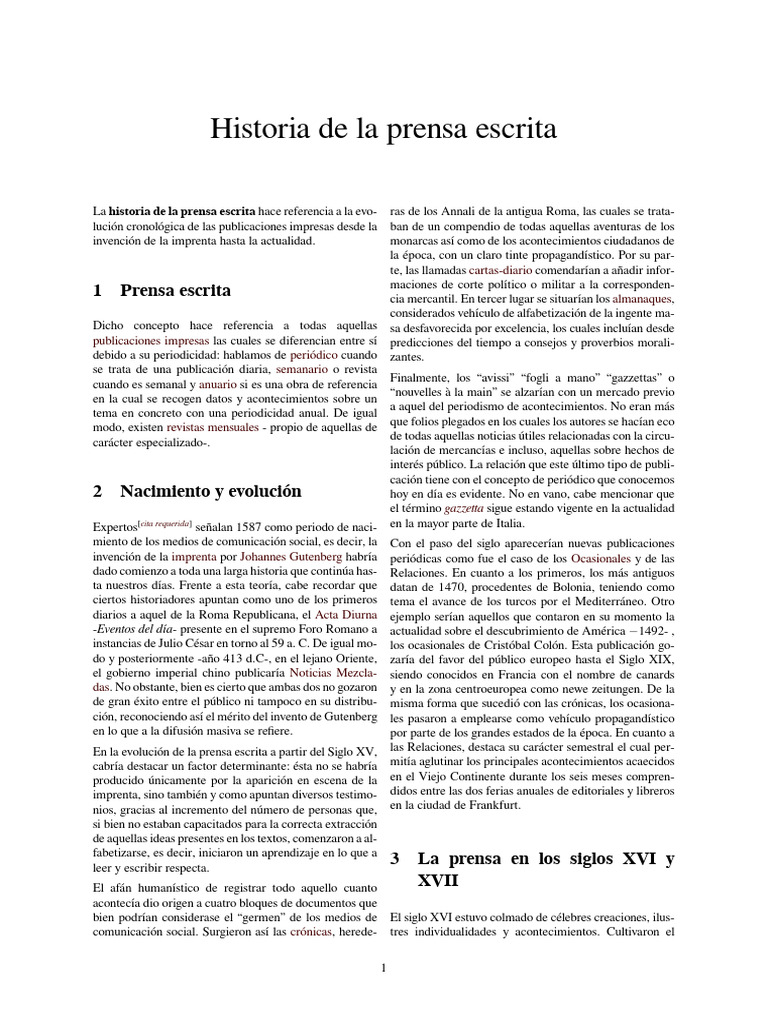 1 Historia de La Prensa Escrita | PDF