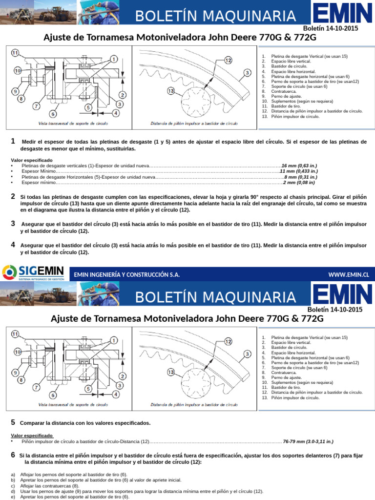 Ajuste de Tornamesa J. Deere 770 - G | PDF