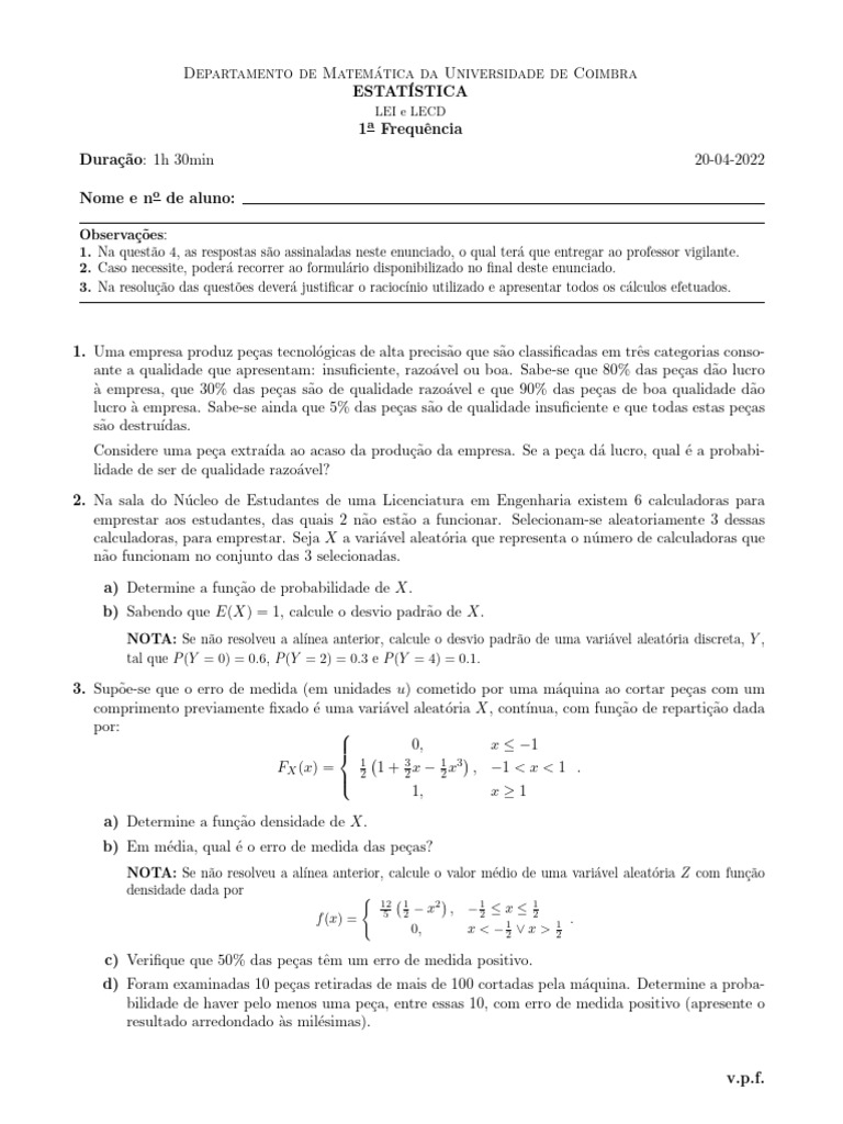 Enunciado Resol Freq1!21!22 | PDF