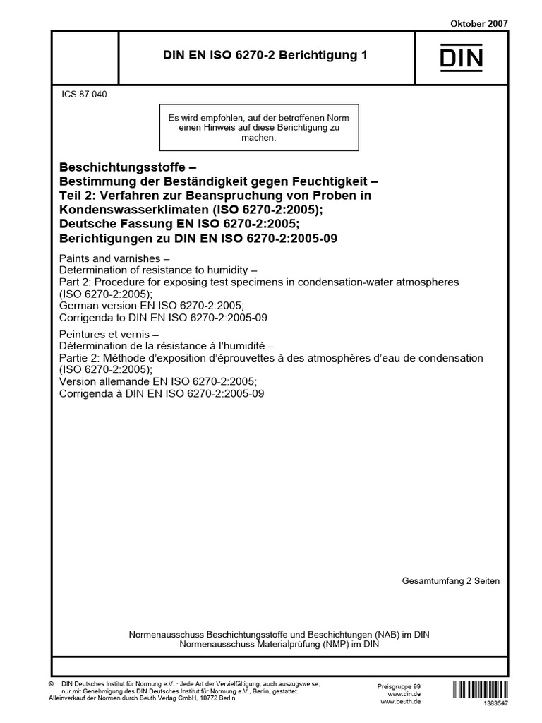 Din en Iso 6270-2 de | PDF