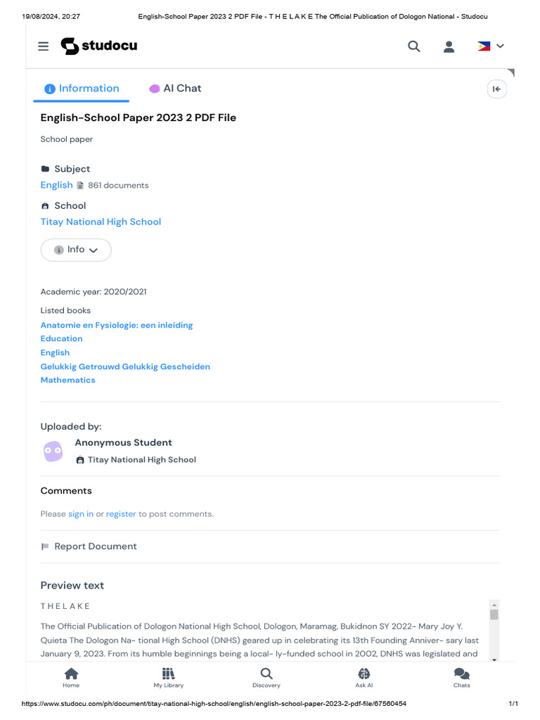 English-School Paper 2023 2 PDF File - T H E L A K E The Official ...