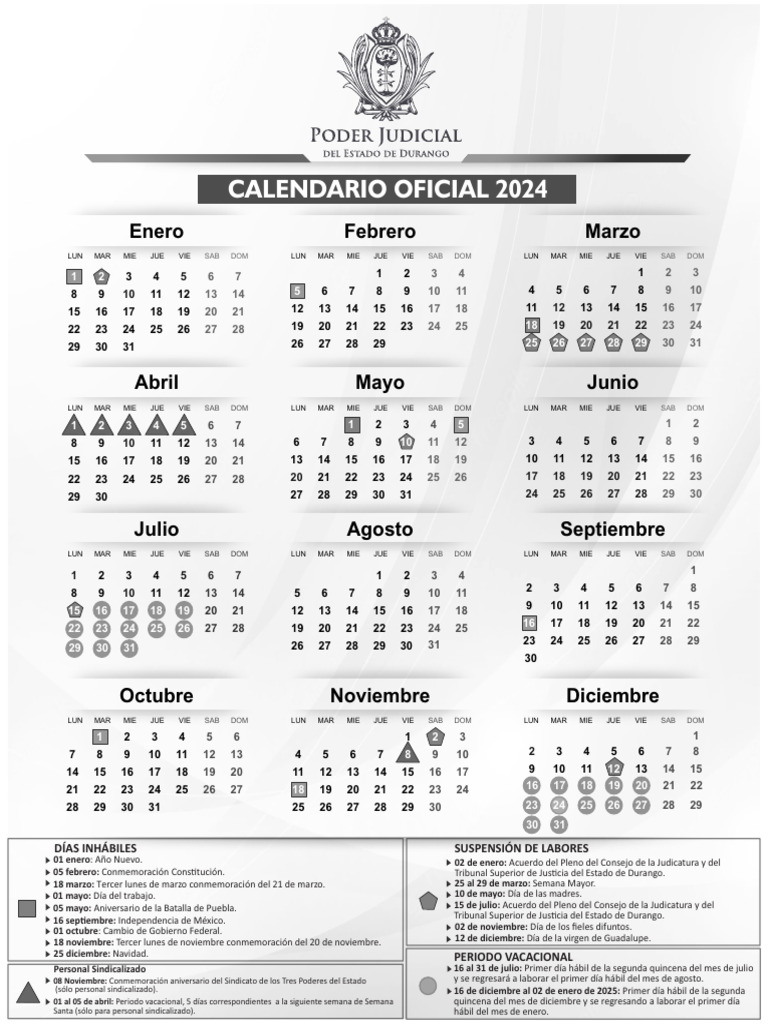 Calendario Oficial 2024 | PDF