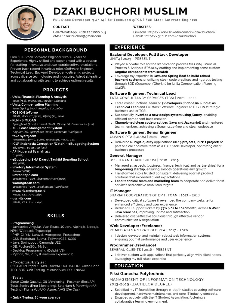 Personal Background Experience: Backend Developer, Full Stack Developer ...