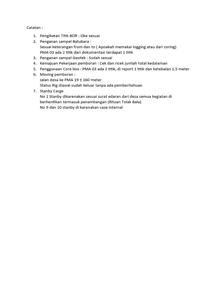 Catatan Cek Ba Drilling Pdf