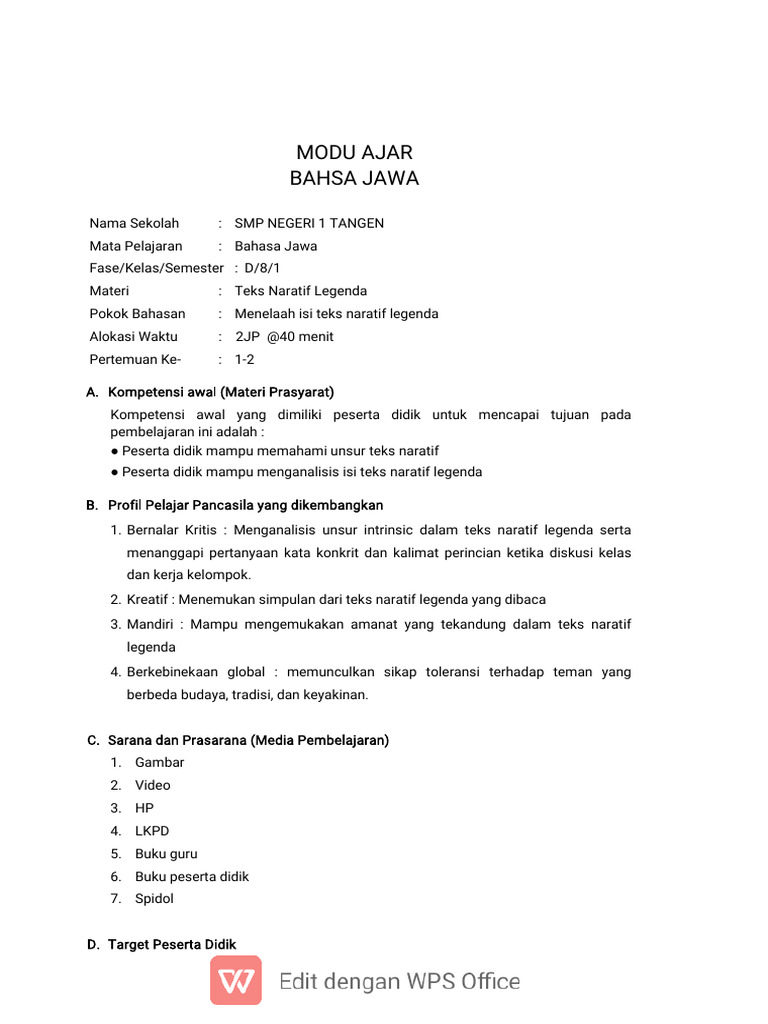 Modul 1 Bahasa Daerah | PDF