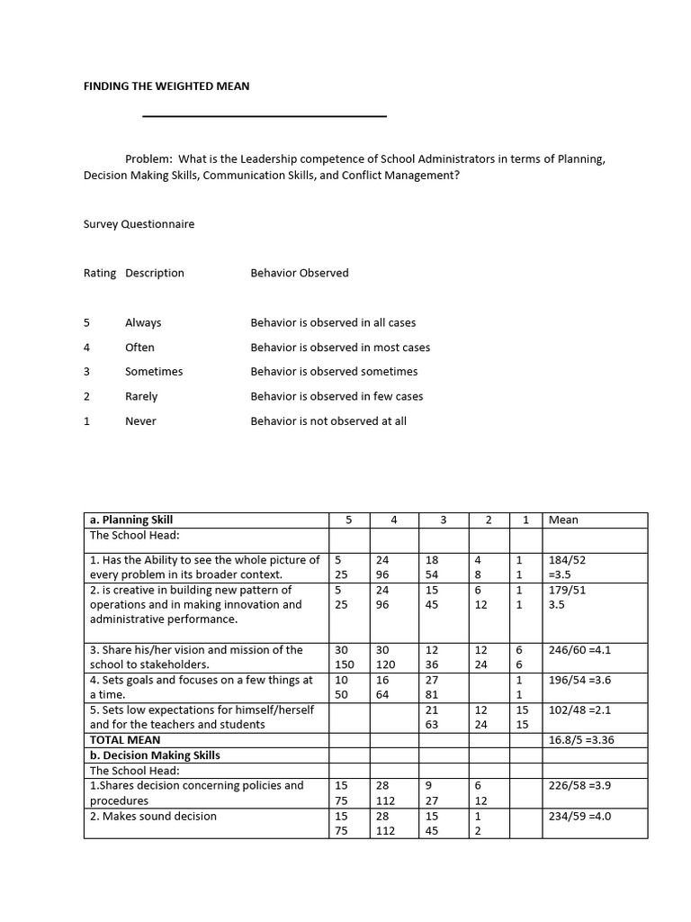 Finding The Weighted Mean | PDF