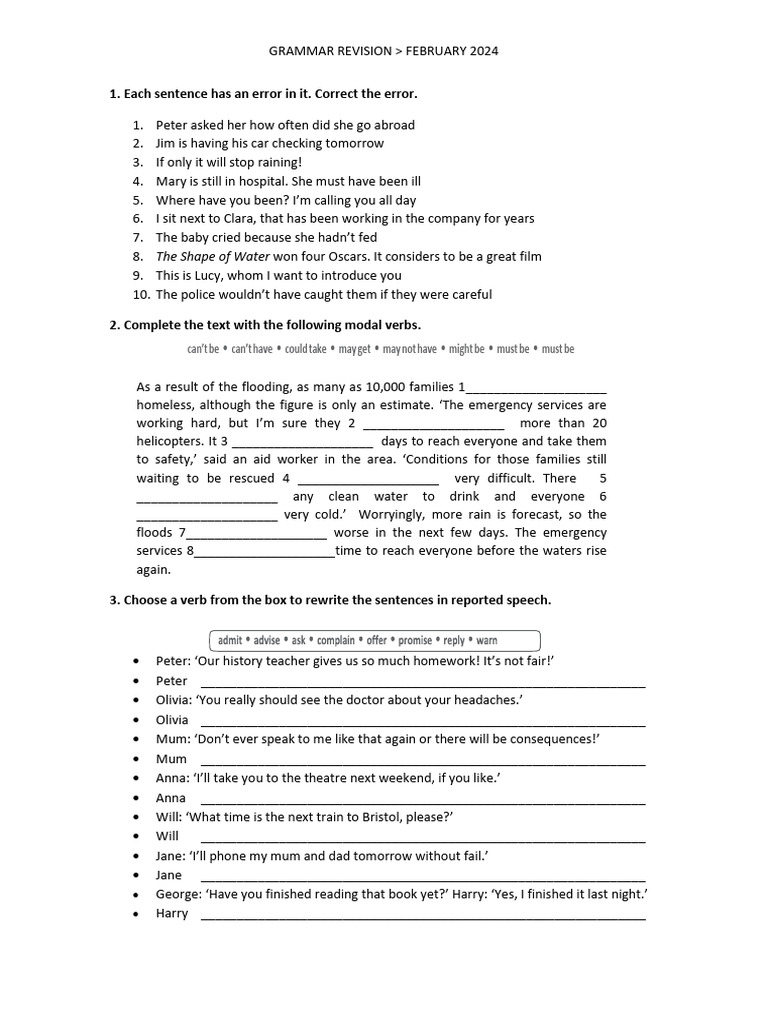 Grammar Revision February 2024 | PDF