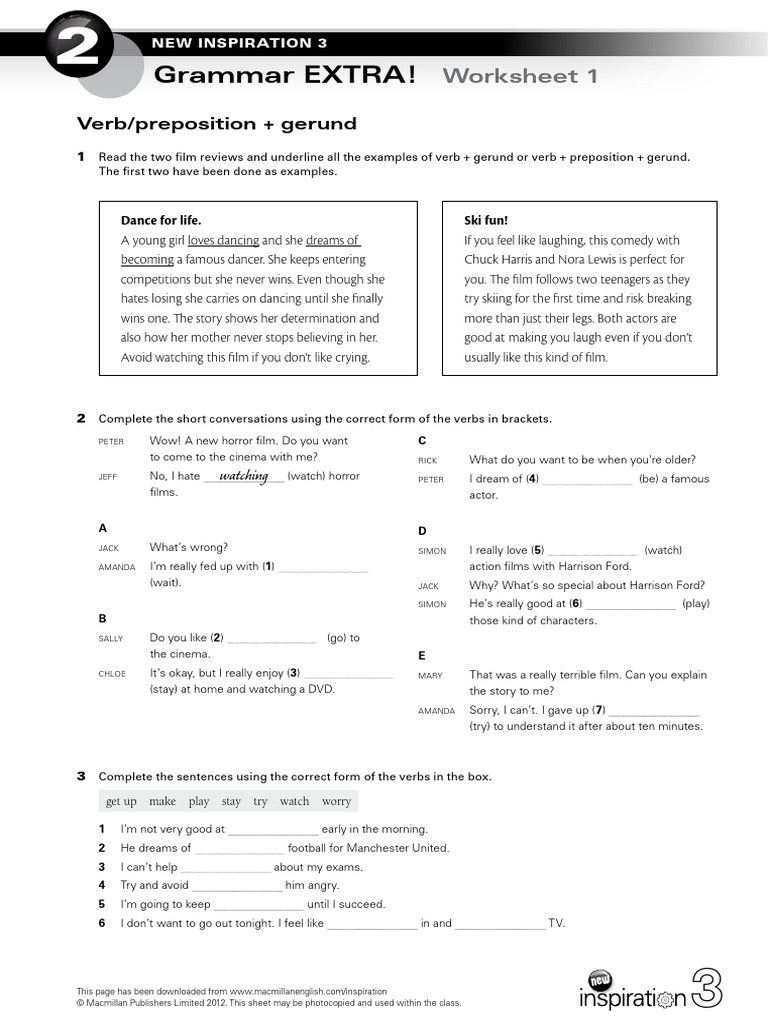 GrammarEXTRANI3 Unit 2 Verb Preposition Gerund | PDF