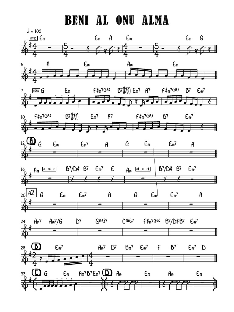 Beni Al Onu Alma - Guitar&keys | PDF