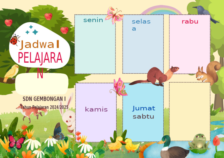 Jadwal Pelajaran Taman Bunga Class Schedule | PDF