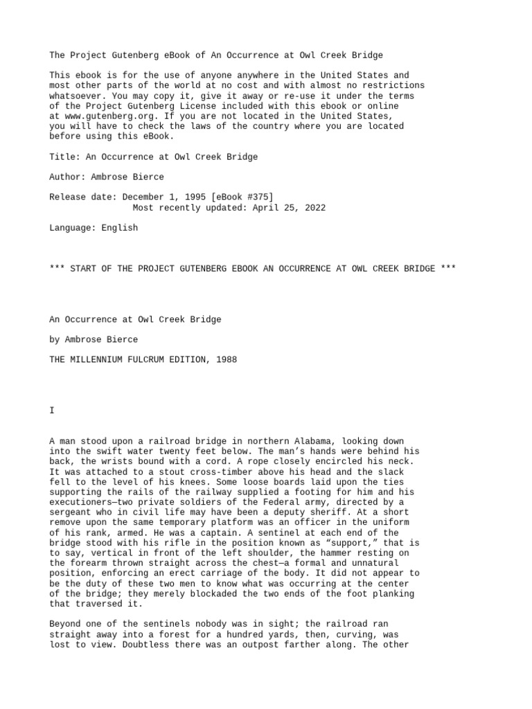 An Occurrence at Owl Creek Bridge | PDF