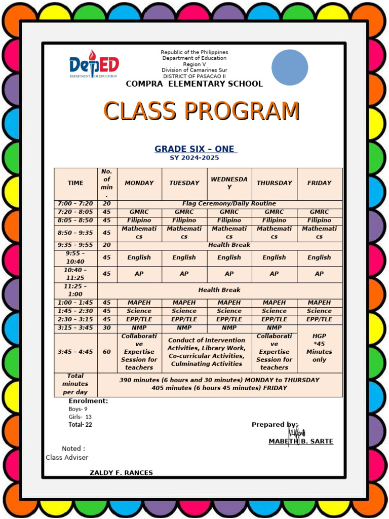 Class Program G6 | PDF