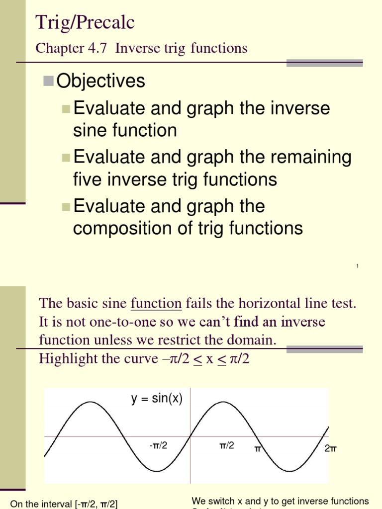 4-7 Inverse Trig Functions | PDF | Sine | Trigonometric Functions