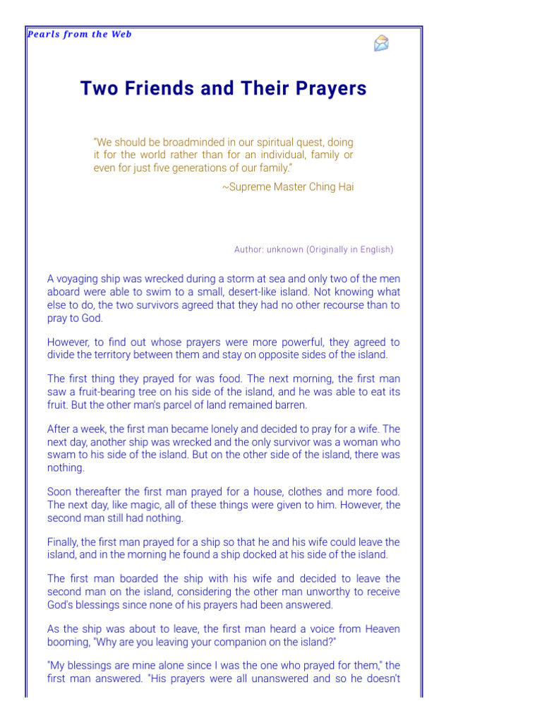 Two Friends and Their Prayers | PDF | Prayer | Religion & Spirituality