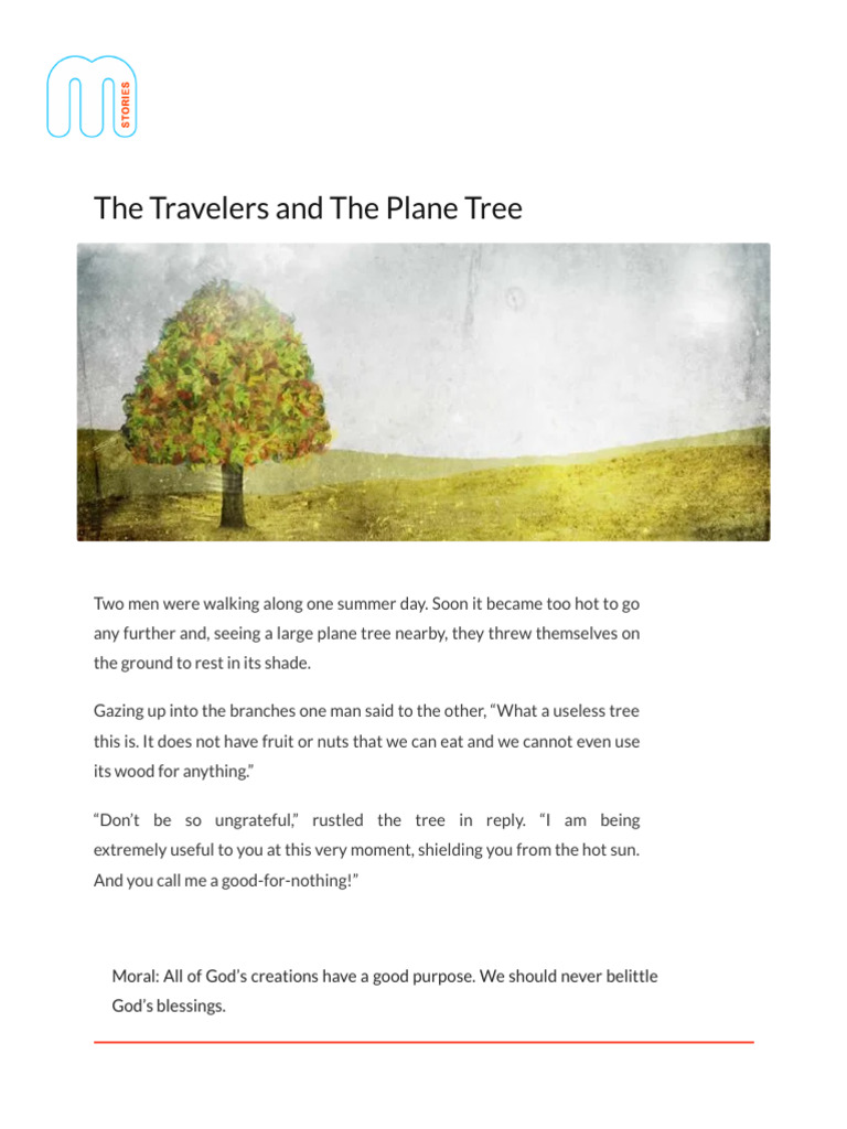 The Travelers and The Plane Tree - Moral Stories | PDF | Self-Improvement
