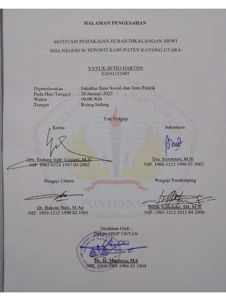 Halaman Pengesahan+ Dekan | PDF