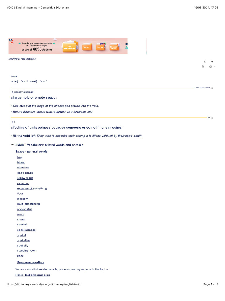 VOID - English Meaning - Cambridge Dictionary | PDF
