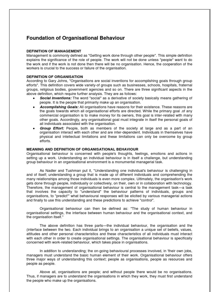 Understanding Organizational Behavior: A Comprehensive Overview of the ...