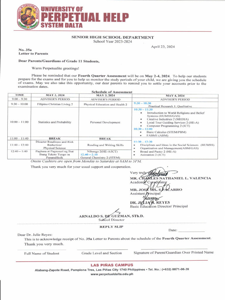 2324 SHS LTP 35A Fourth Quarter Assessment | PDF