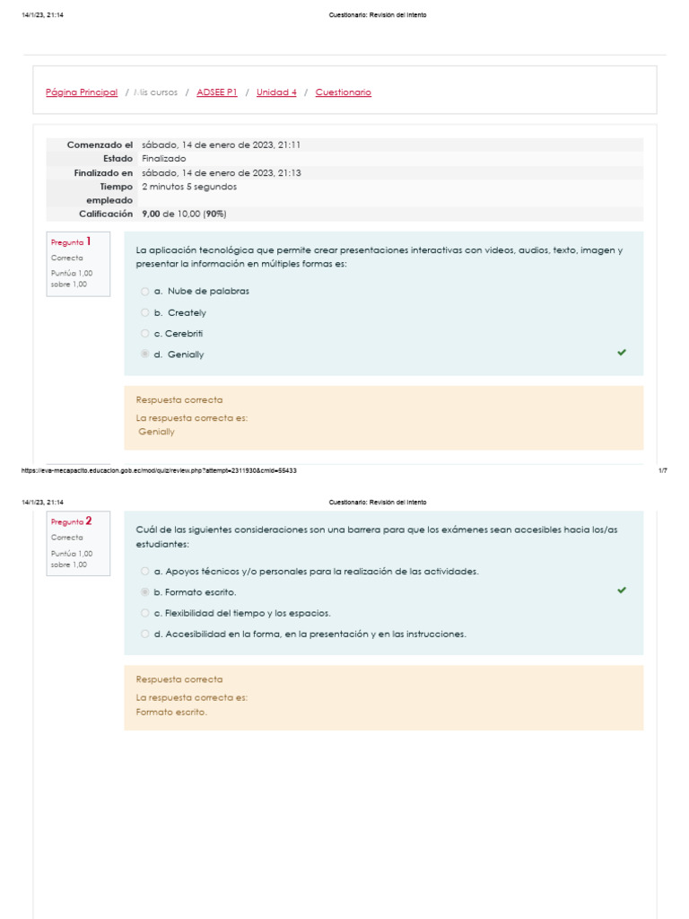 MODULO 2. Unidad 4. Cuestionario | PDF