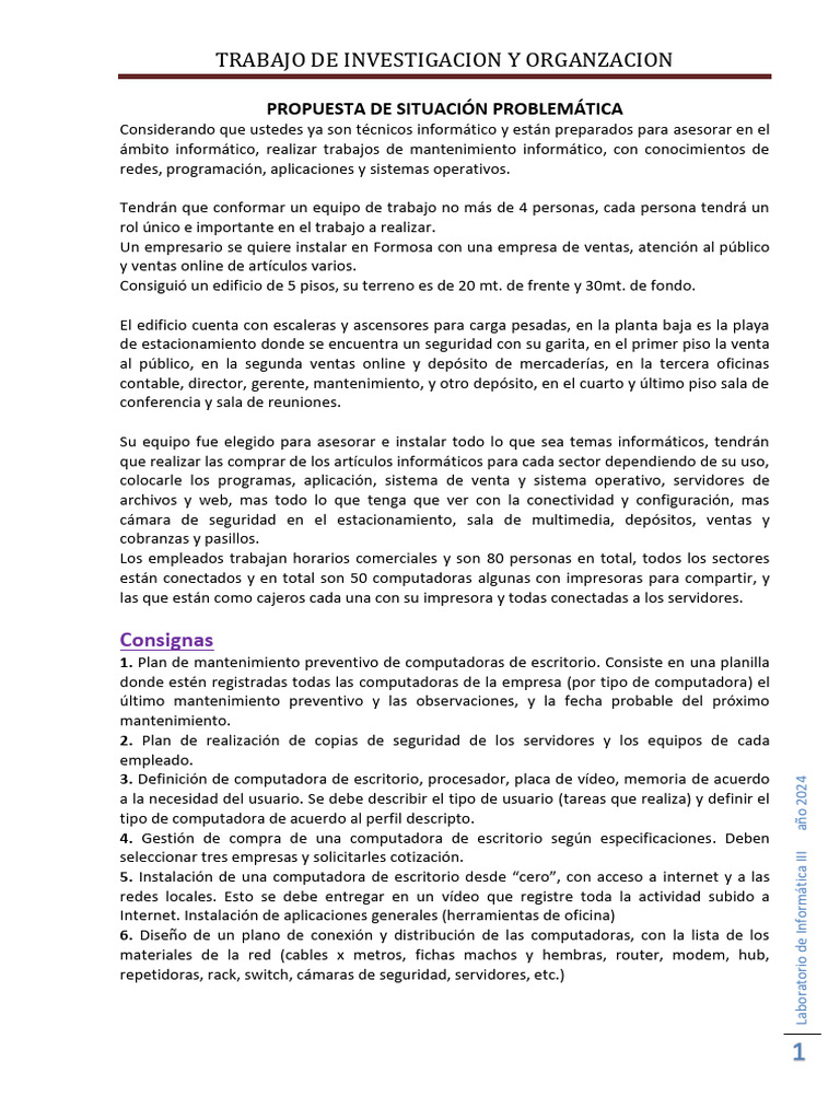 Propuesta de Situación Problemática | PDF