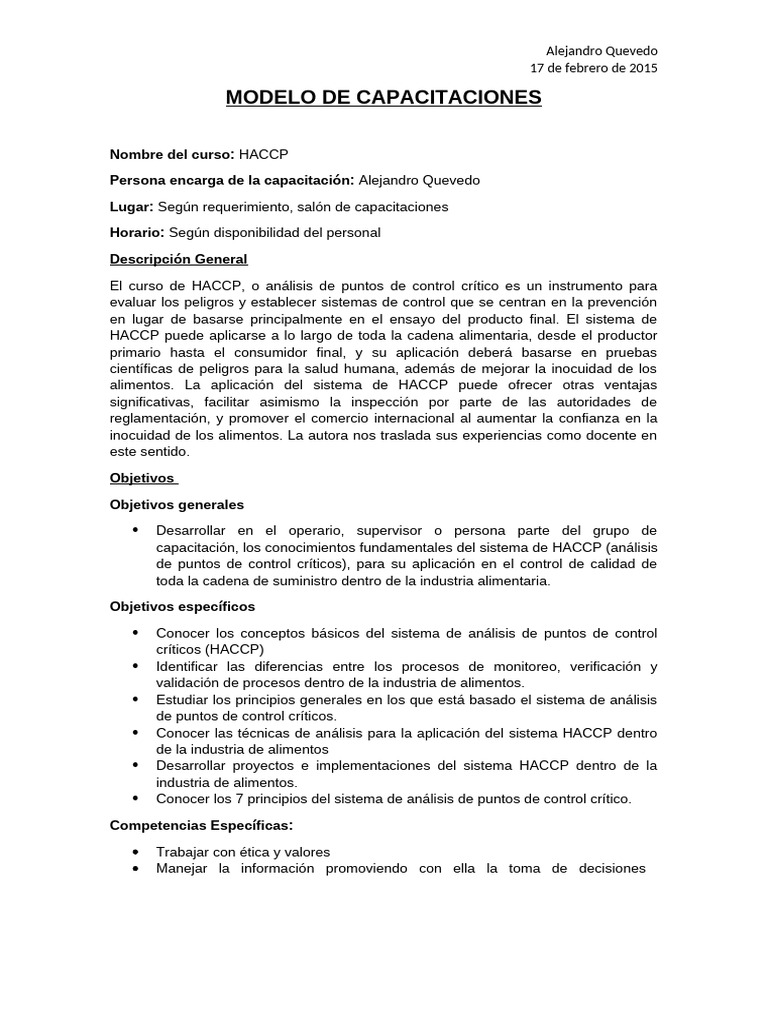 Modelo de Capacitaciones | PDF