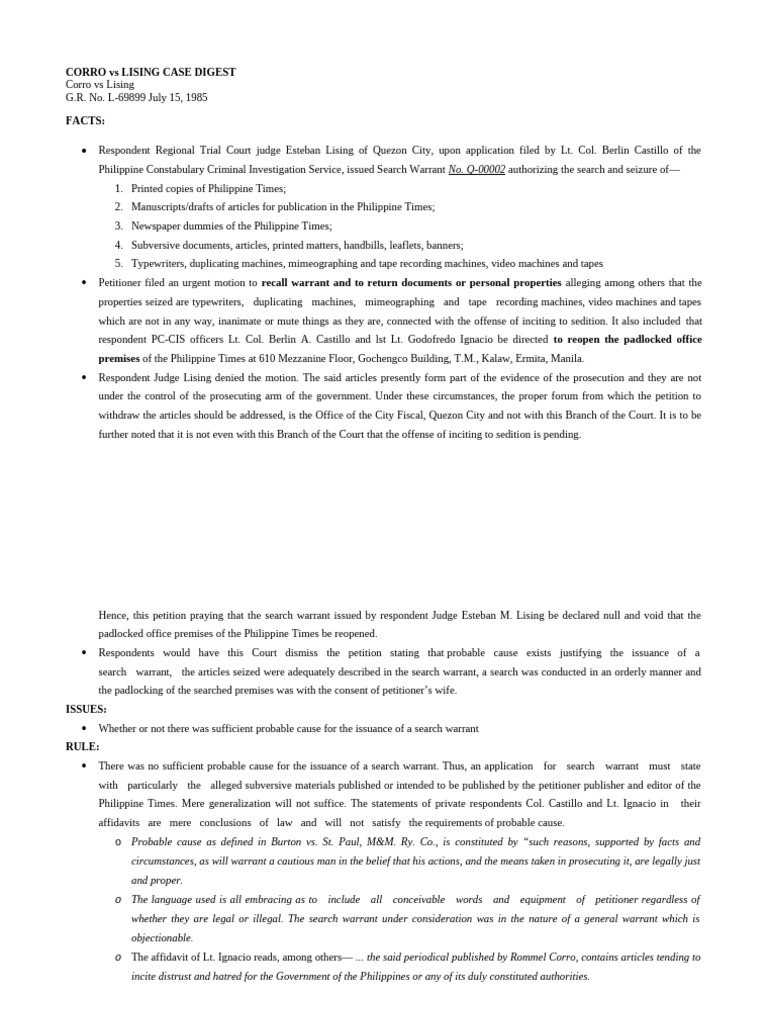 02 CORRO Vs LISING CASE DIGEST | PDF