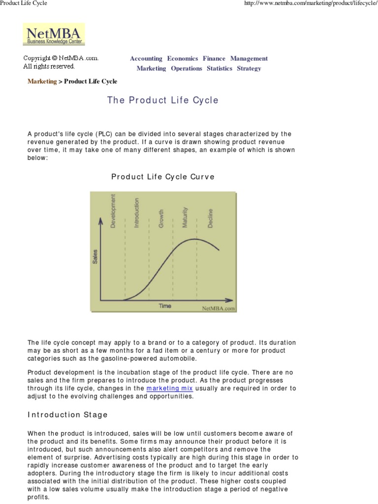 Product Life Cycle | PDF