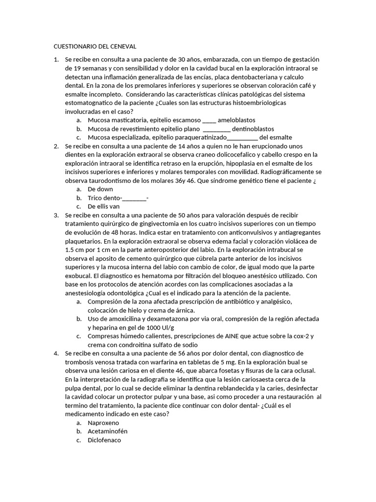 Cuestionario Del Ceneval | PDF
