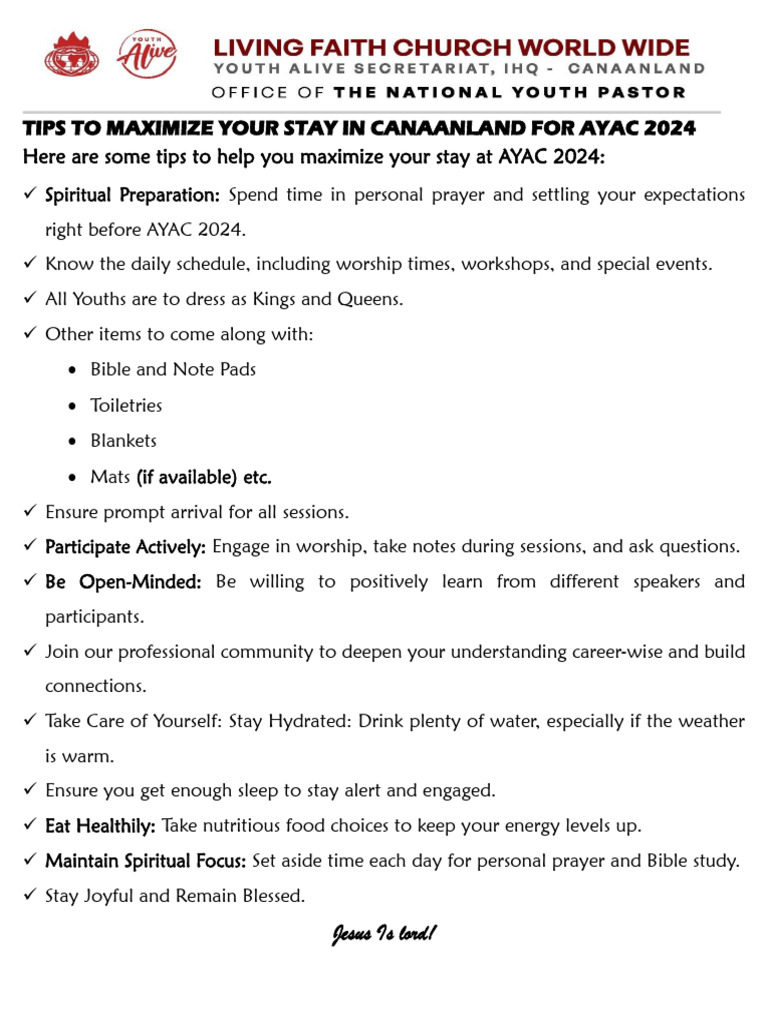 Tips For Ayac 2024 | PDF