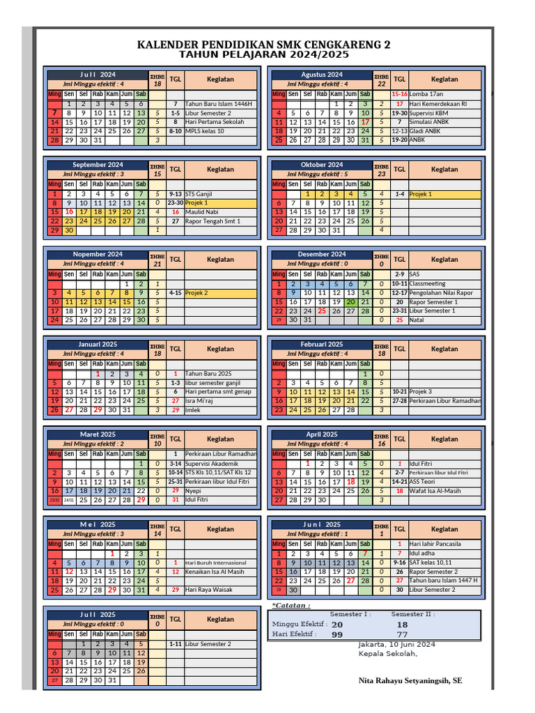 Kalender Pendidikan SMK Cengkareng 2 2024-2025 | PDF