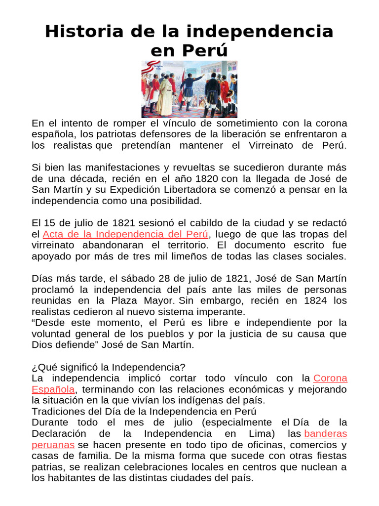 Historia de la Independencia del Perú | PDF | Política | Viajes y turismo