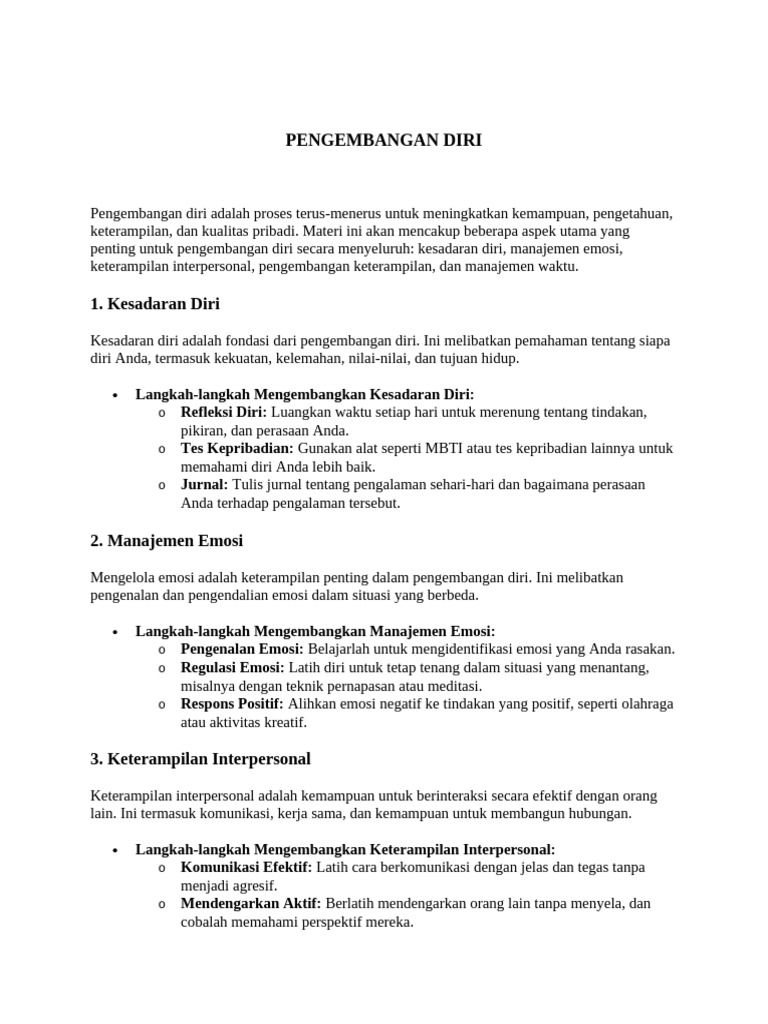 PENGEMBANGAN DIRI | PDF