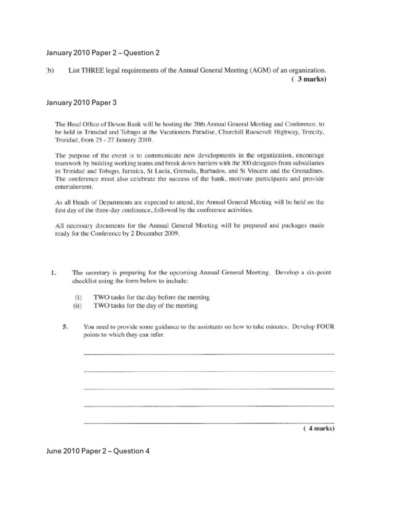 Office Administration Paper 2 Past Paper Questions | PDF