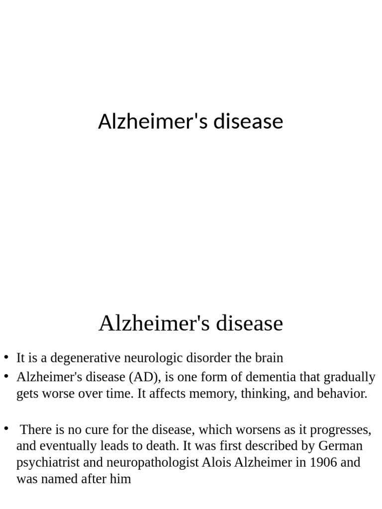 Alzheimer's Disease | PDF