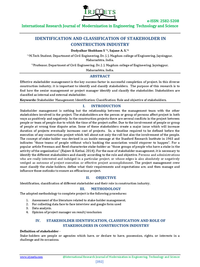 Stakeholder Identification in Construction | PDF | Project Management ...