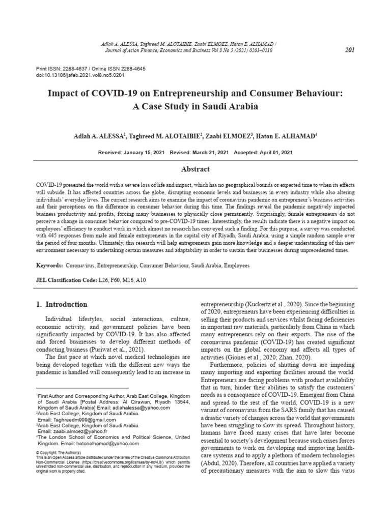 Impact of COVID-19 On Entrepreneurship and Consumer Behaviour - A Case ...