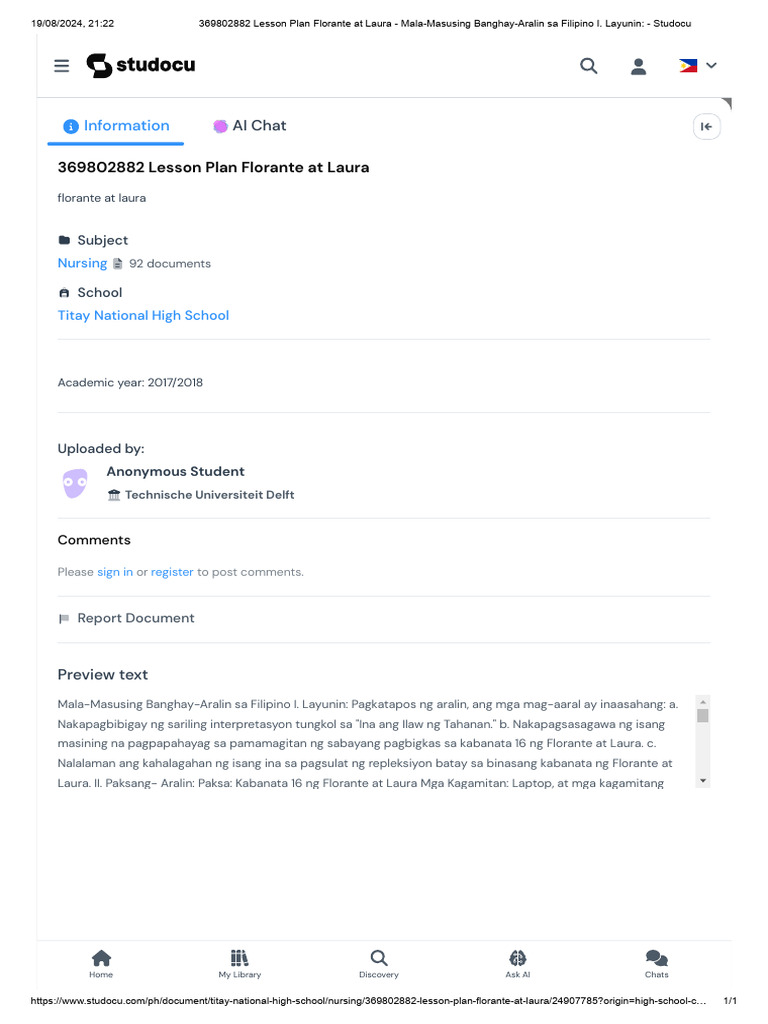 Lesson Plan Florante at Laura - Mala-Masusing Banghay-Aralin Sa ...