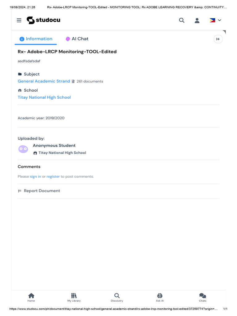 RX - Adobe-LRCP Monitoring-TOOL-Edited - MONITORING TOOL - RX ADOBE LEARNING RECOVERY ...
