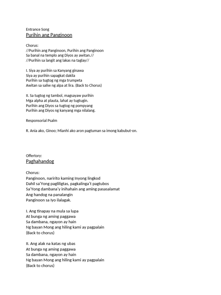 Entrance Song | PDF