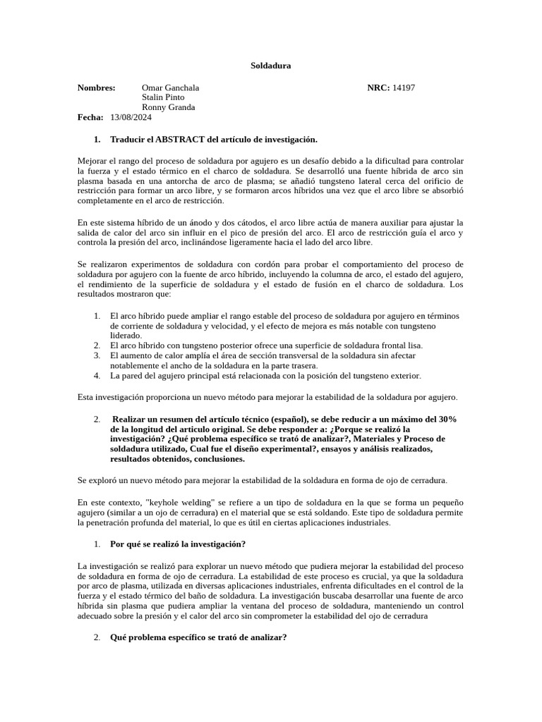 Soldadura Keyhole | PDF