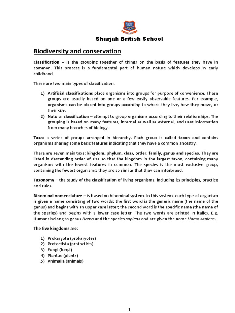 Biodiversity and Conservation A Level Notes | PDF | Prokaryote | Cell ...