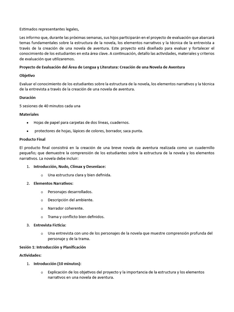 Proyecto Lengua y Literatura | PDF