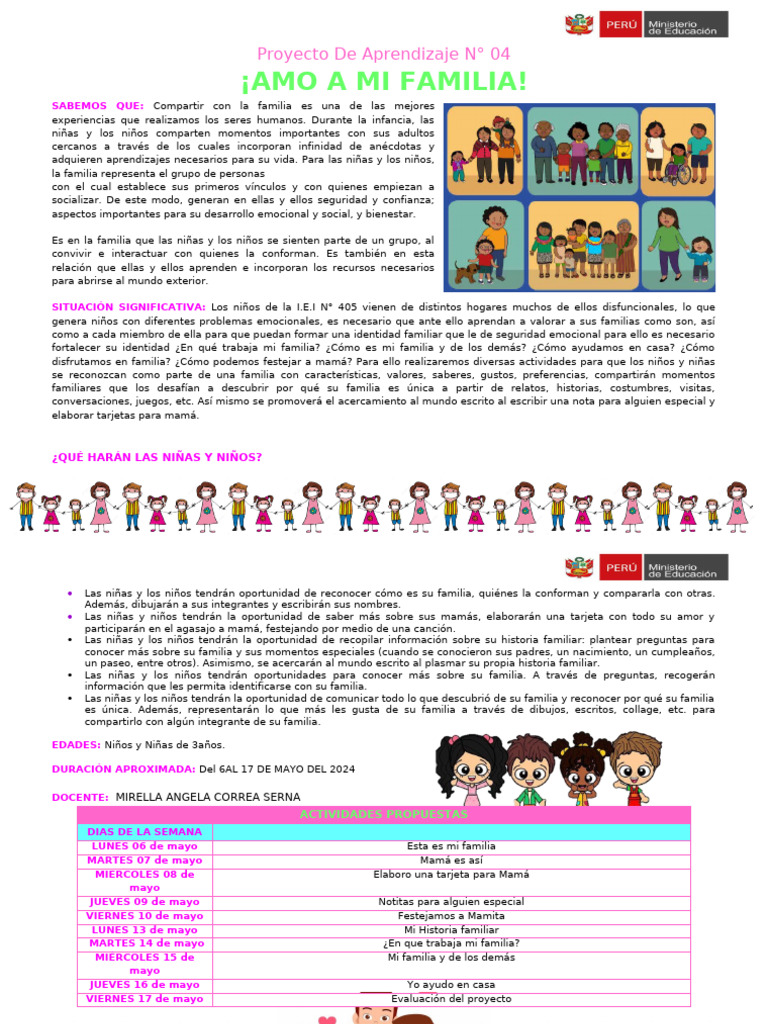Amo A Mi Familia Proyecto Mayo | PDF