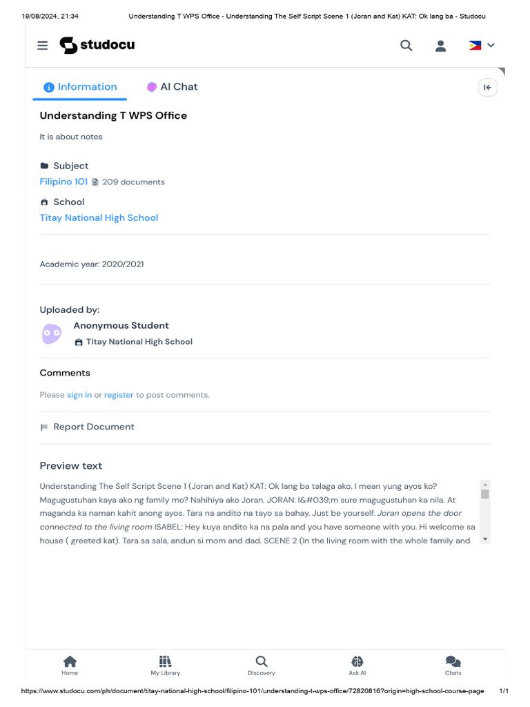 Understanding T WPS Office - Understanding The Self Script Scene 1 (Joran and Kat) KAT - Ok Lang ...