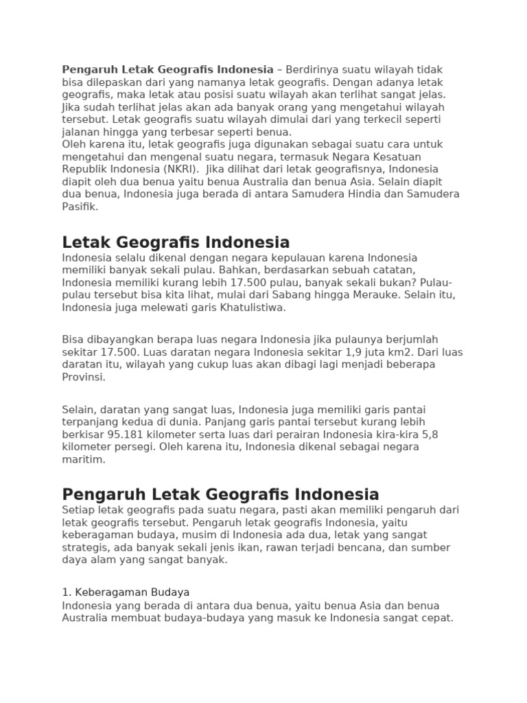 Pengaruh Letak Geografis Indonesia | PDF