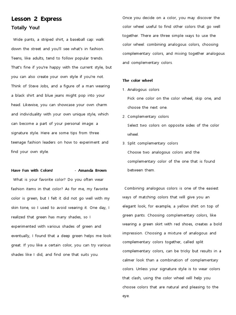 Lesson 2 Express 2 | PDF