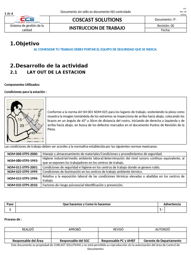 Instruccion de Trabajo | PDF