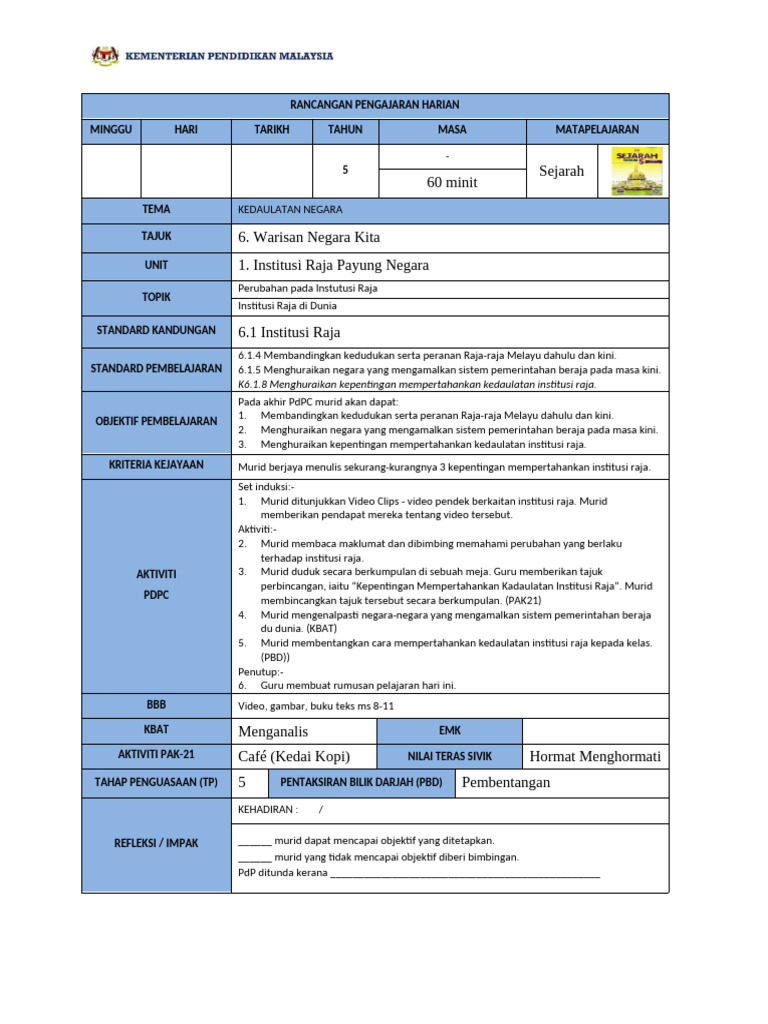 RPH4 Sejarah T5 | PDF