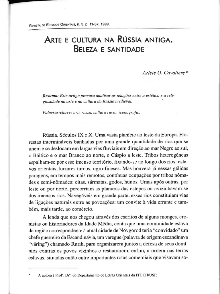 Artigo Arlete Cavaliere Sobre A BELEZA No Fundo Cultural Russo | PDF
